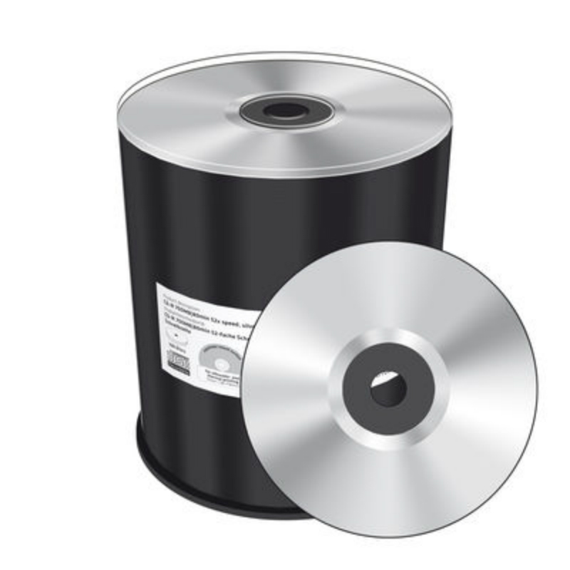 MediaRange CD-R Silver Thermal Printable 700MB 52x 100 Pack Cake MR285 ...