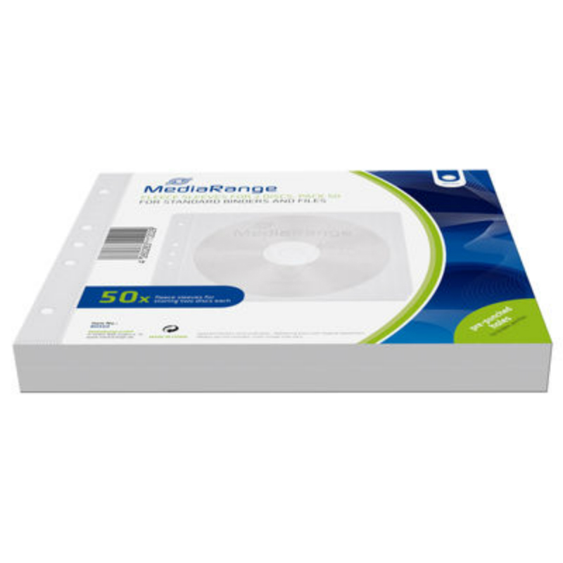 MediaRange Fleece Sleeves for 2 Discs 50-Pack White BOX60 | e-Gate