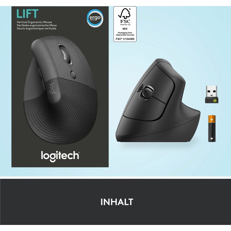 Logitech Lift for Business Right Vertical Ergonomic Wireless Mouse ...